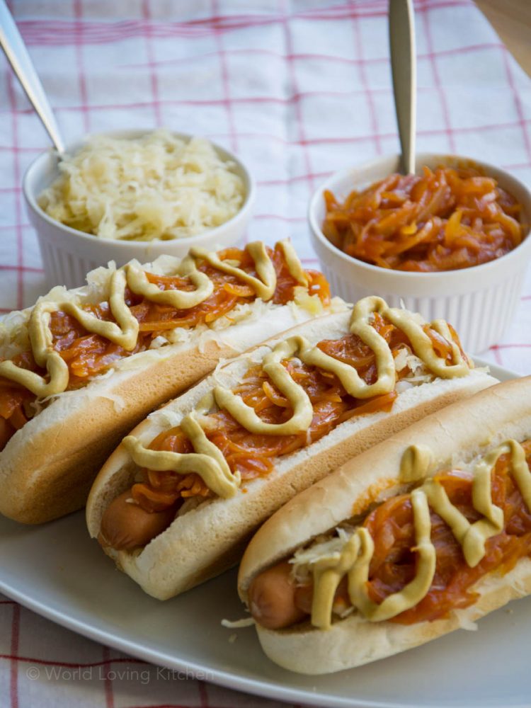 New York Style Hot Dog with Sauerkraut & Onion Sauce – World Loving Kitchen