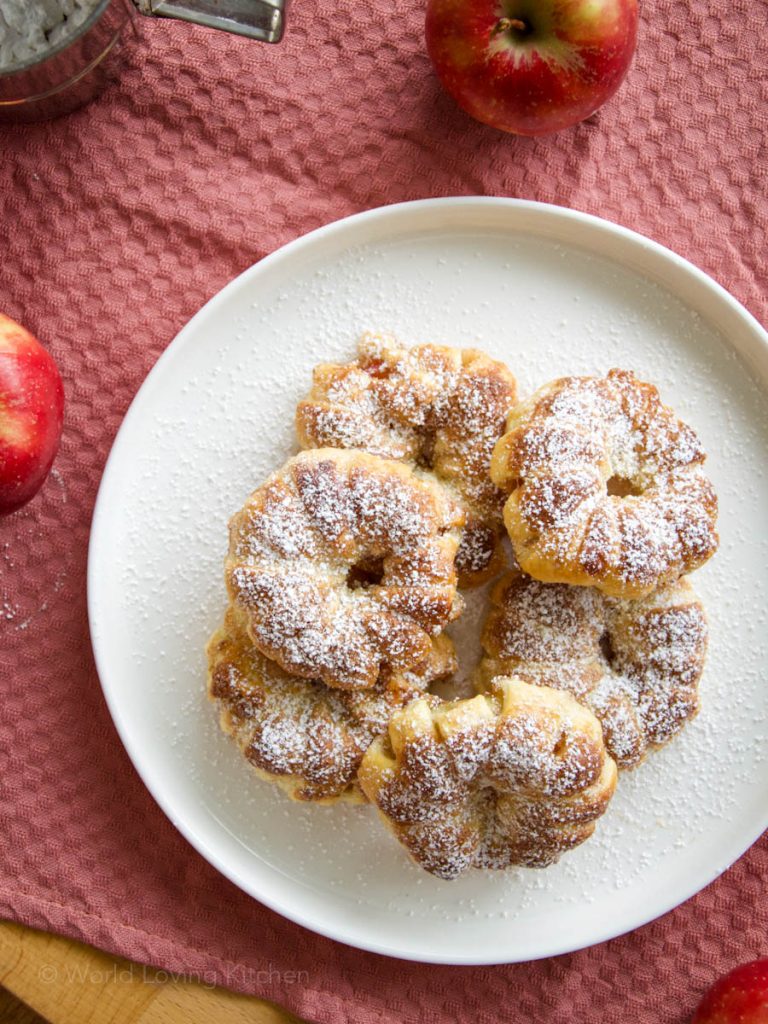 Cinnamon Sugar Apple Rings Wrapped in Puff Pastry – World Loving Kitchen